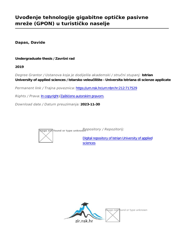Uvodenje Gpon Tehnologije U Turisticko Naselje | PDF