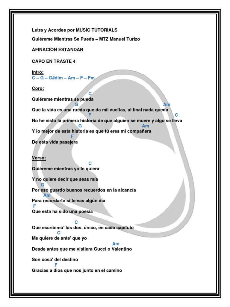 Quiereme Mientras Se Pueda Manuel Turizo Letra y Acordes by ...