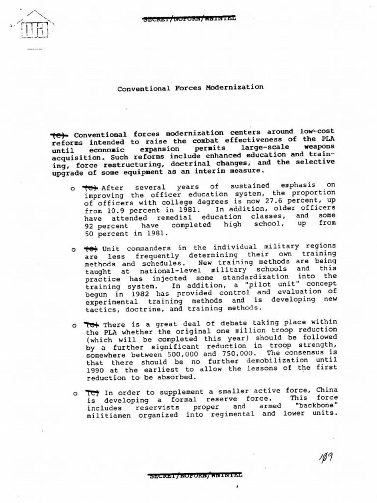 DIA-Chinese PLA Conventional Forces Modernization Report 1989 | PDF