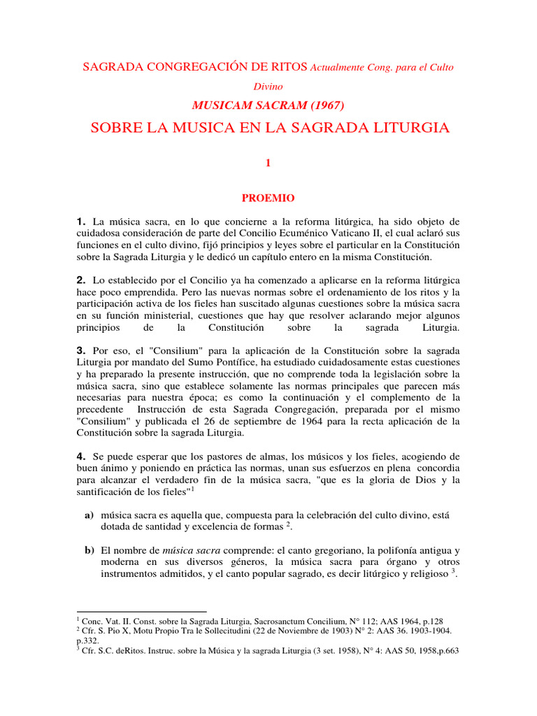 Musicam Sacram | PDF | Misa (liturgia) | Liturgia Catolica