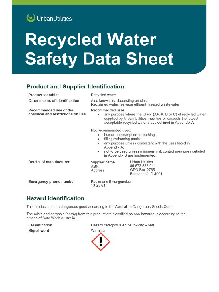 Recycled Water Fact Sheet | PDF | Reclaimed Water | Water