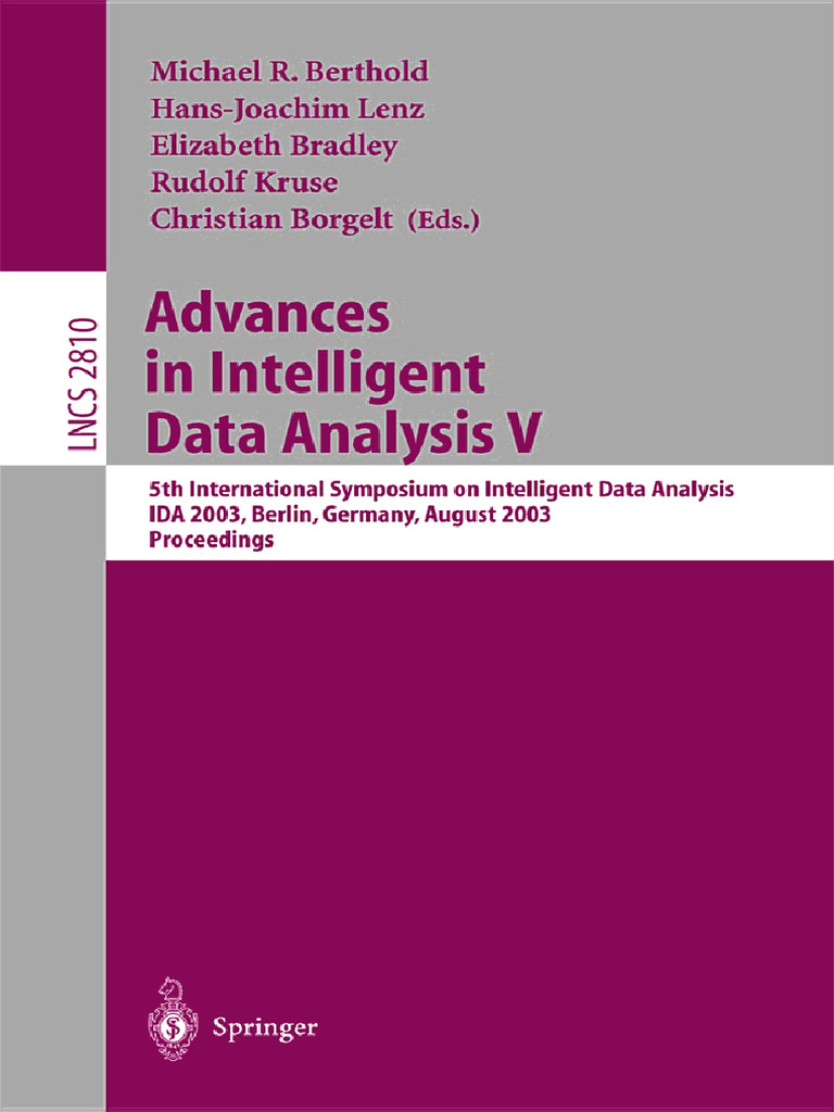 Advances in Intelligent Data Analysis V Compress | PDF
