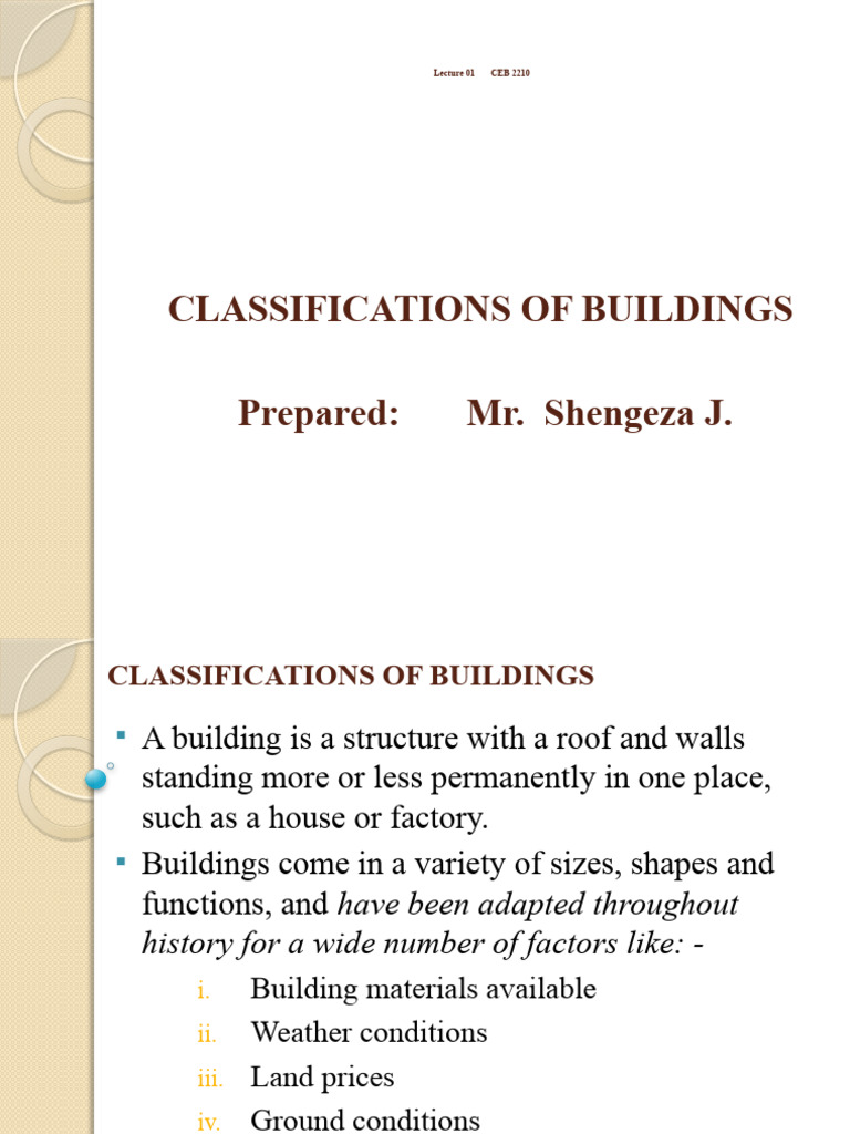 Classifications of Buildings-1 | PDF | Building | Buildings And Structures