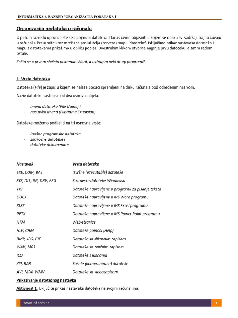 Organizacija Podataka U Računalu | PDF