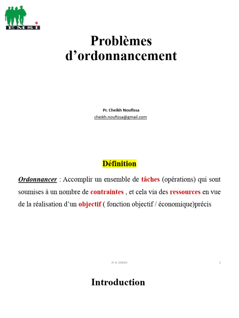 Problèmes d'Ordonnancement en 2024 | PDF