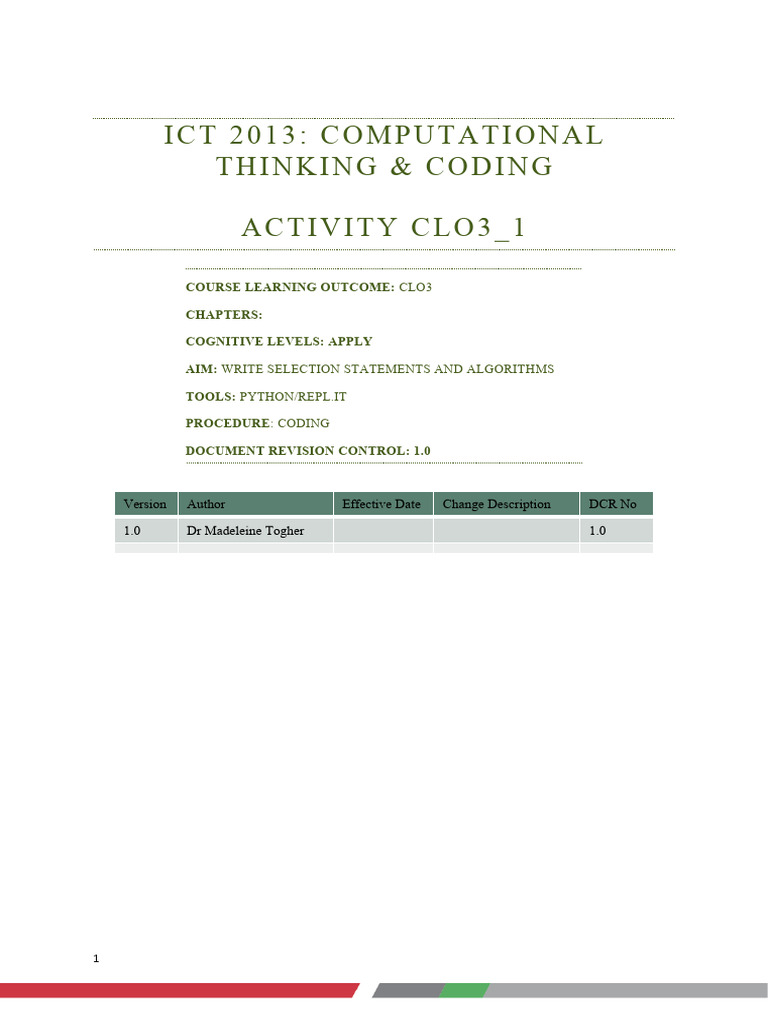 CLO3 Part 1 Lab - Solution | PDF