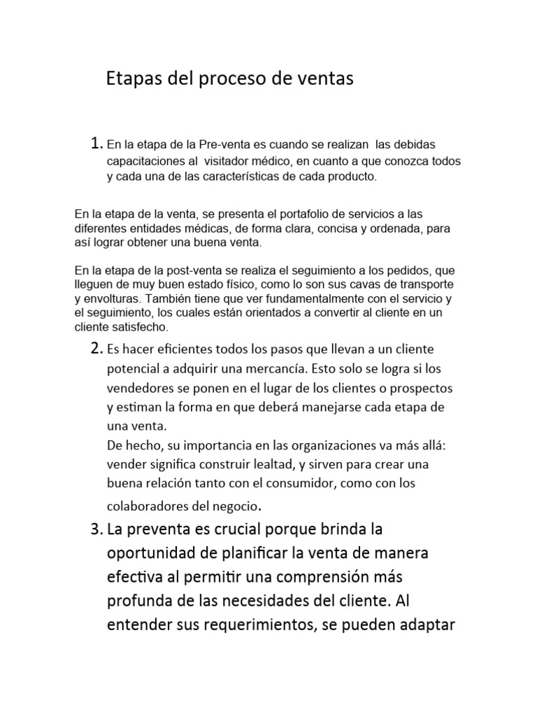 Etapas Del Proceso de Ventas. | PDF | Cliente | Economias