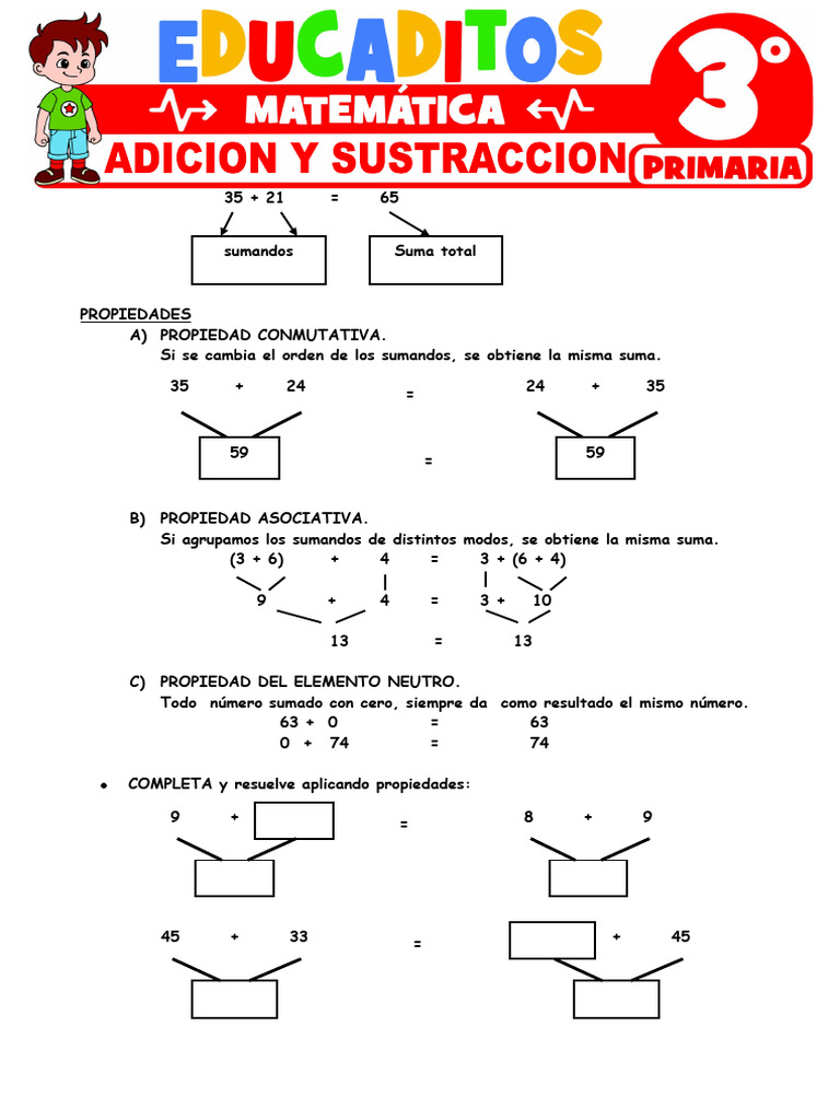 Adicion y Sustraccion para Tercer Grado de Primaria | PDF | Notación ...