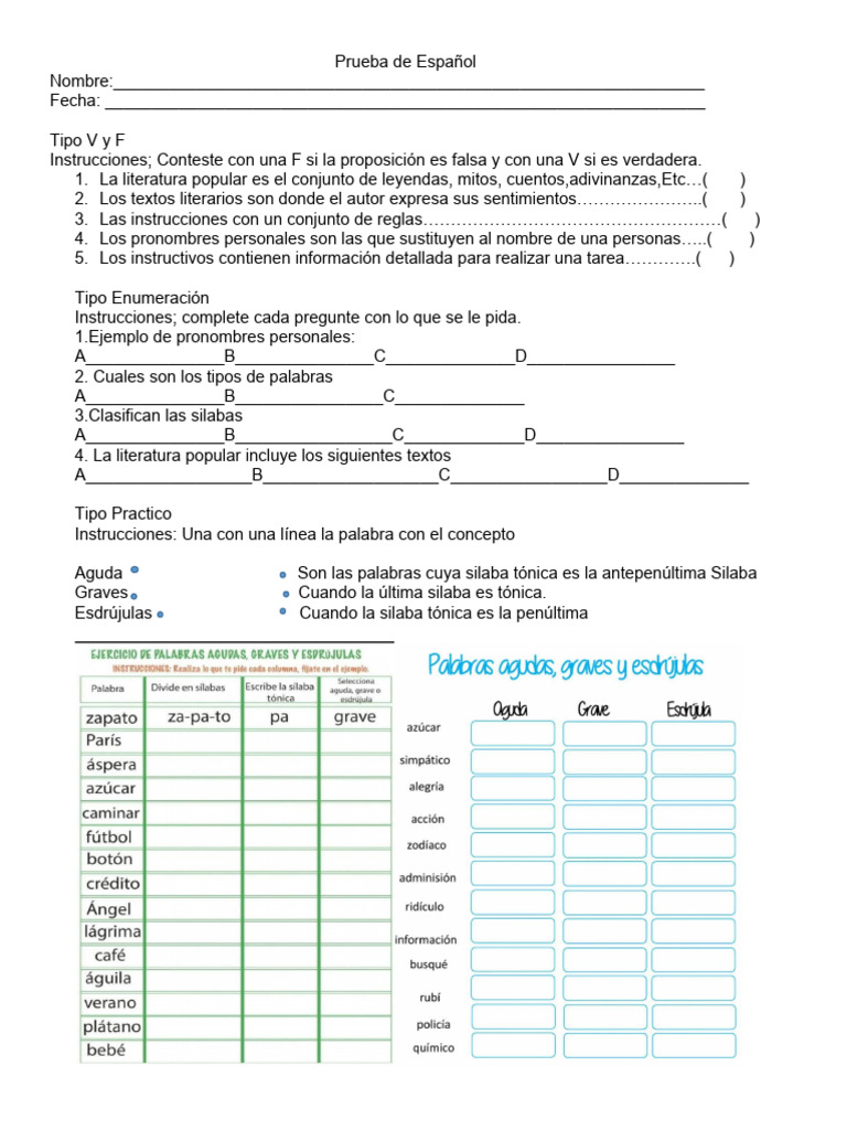 Prueba de Español | PDF | Honduras | Verbo