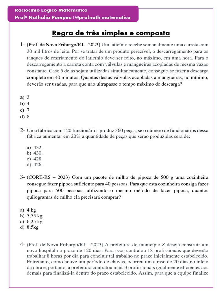 Regra de Três Simples e Composta | PDF