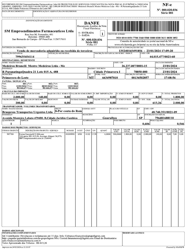 Nfe SM Empreendimentos | PDF