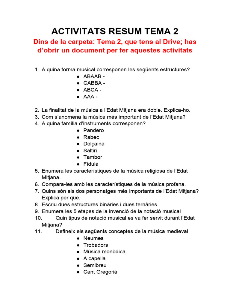 Activitats Resum Tema 2 | PDF