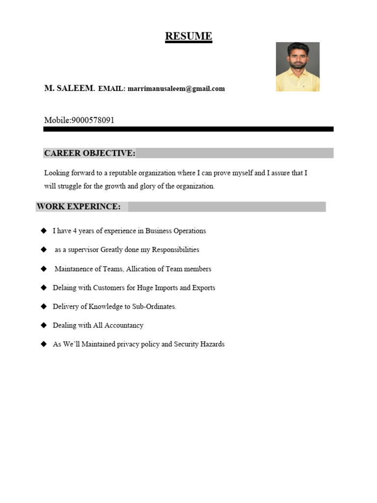Saleem Resume | PDF