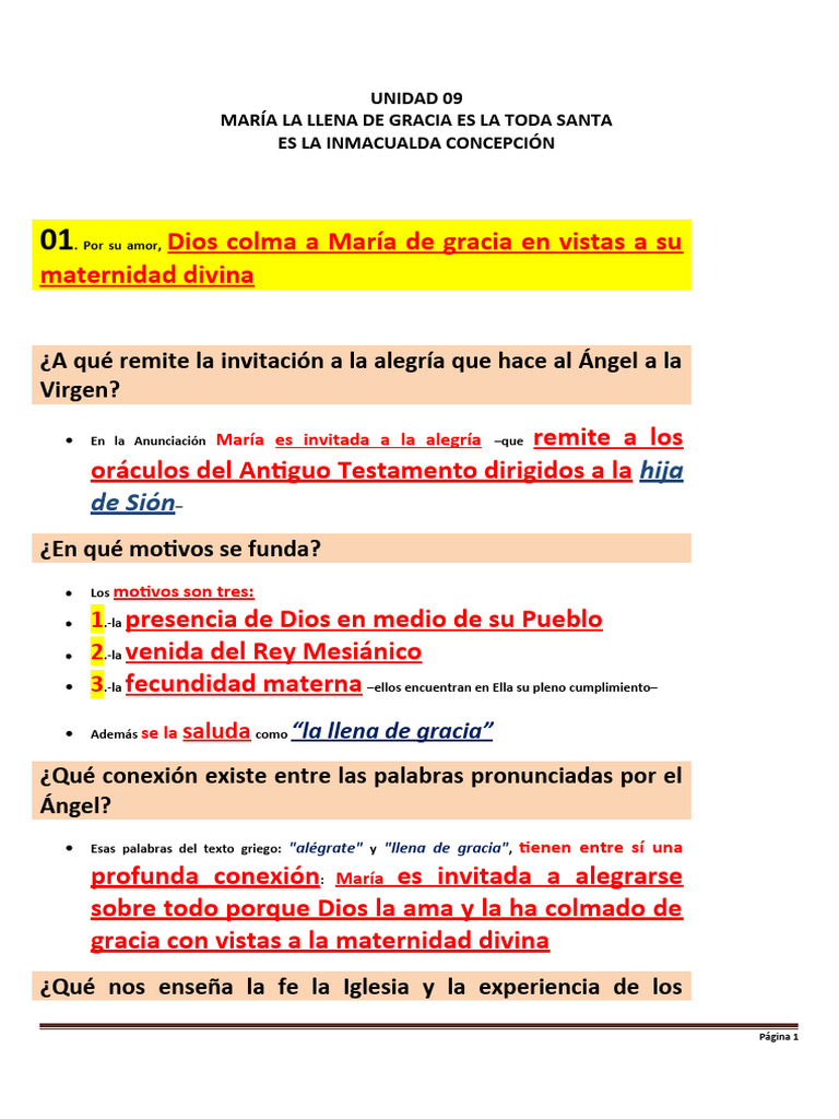 2021-M09-María La Llena de Gracia, Es La Toda Santa, Es La Inmaculada Concepción | PDF | María ...