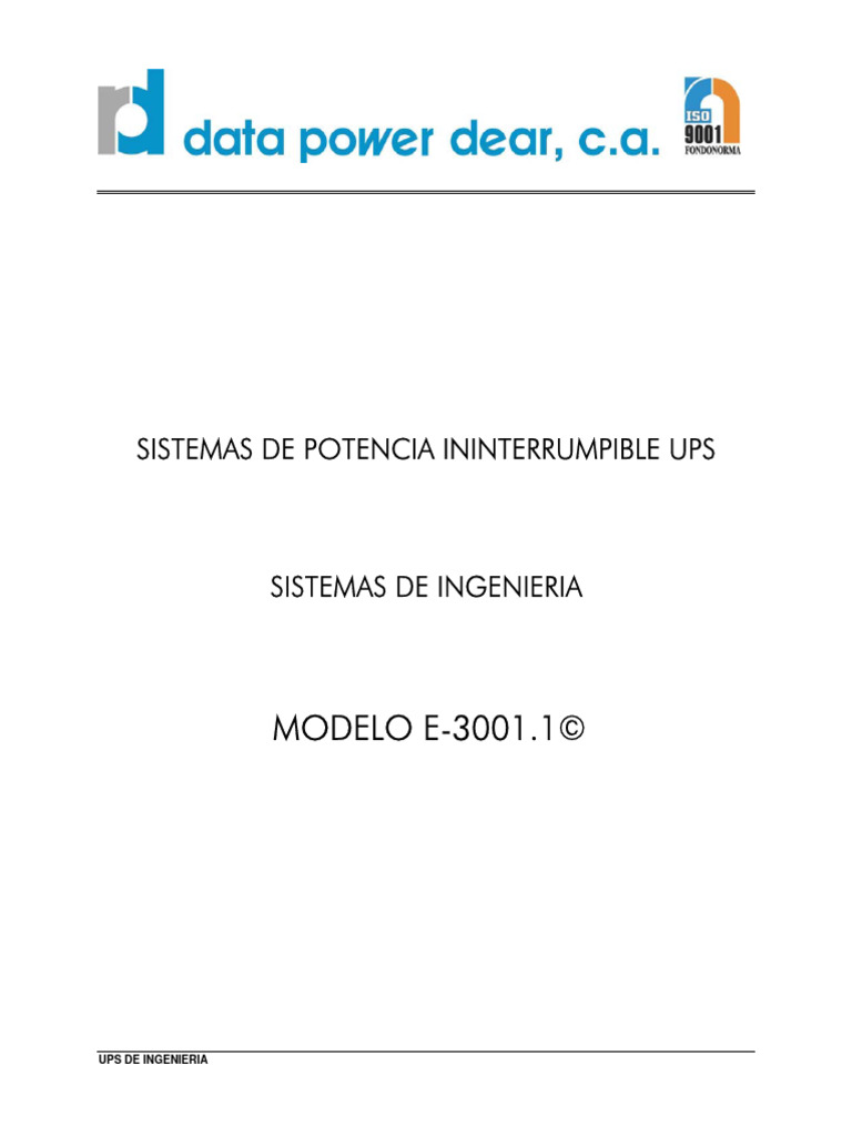 Operacion y Especificaciones Tecnicas E-3001.1 CON DESVIO EXTERNO | PDF | Fuente de alimentación ...