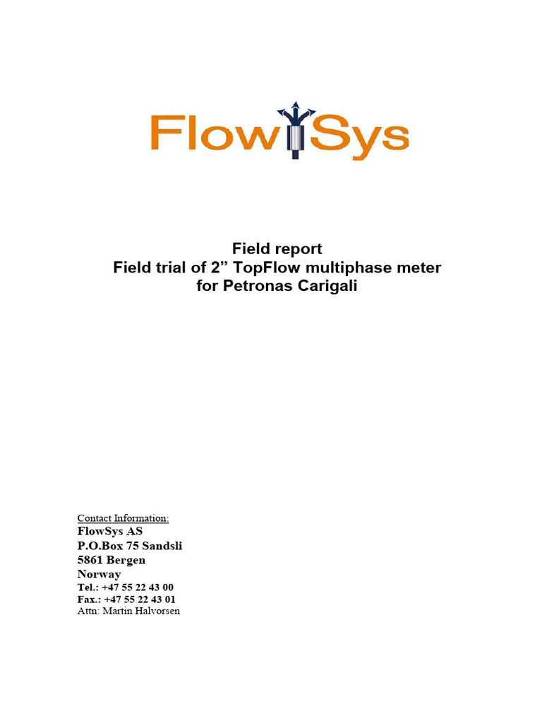 FlowSys TopFlow Field Report Petronas April 2002 | PDF | Science ...