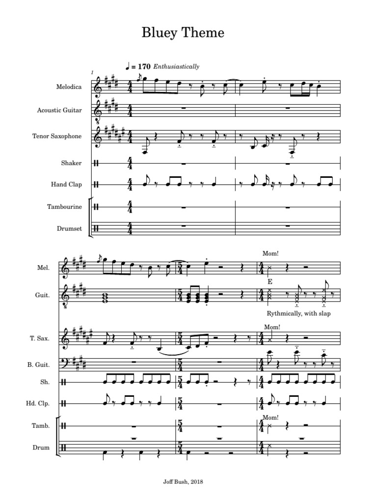 Bluey Opening Theme - Joff Bush | PDF