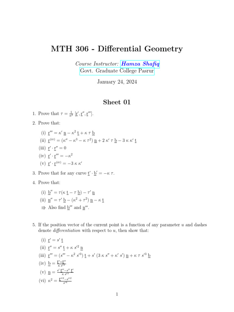 MTH 306 (Sheet 01) | PDF | Topology | Mathematical Objects