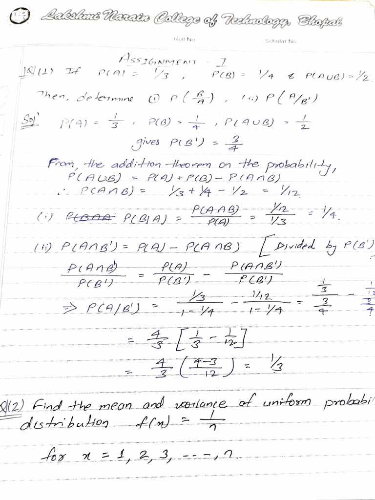 Stats Prob Assignment 1 and 2 | PDF