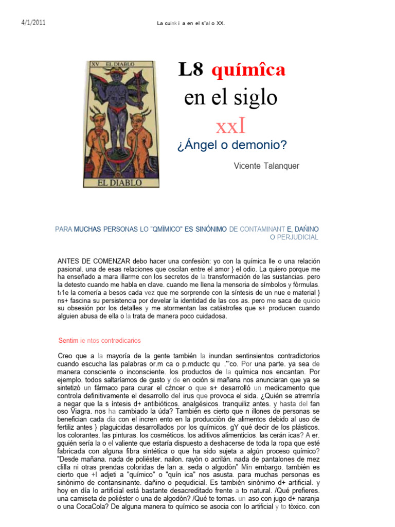 Lectura - Ángel o Demonio | Descargar gratis PDF | Química