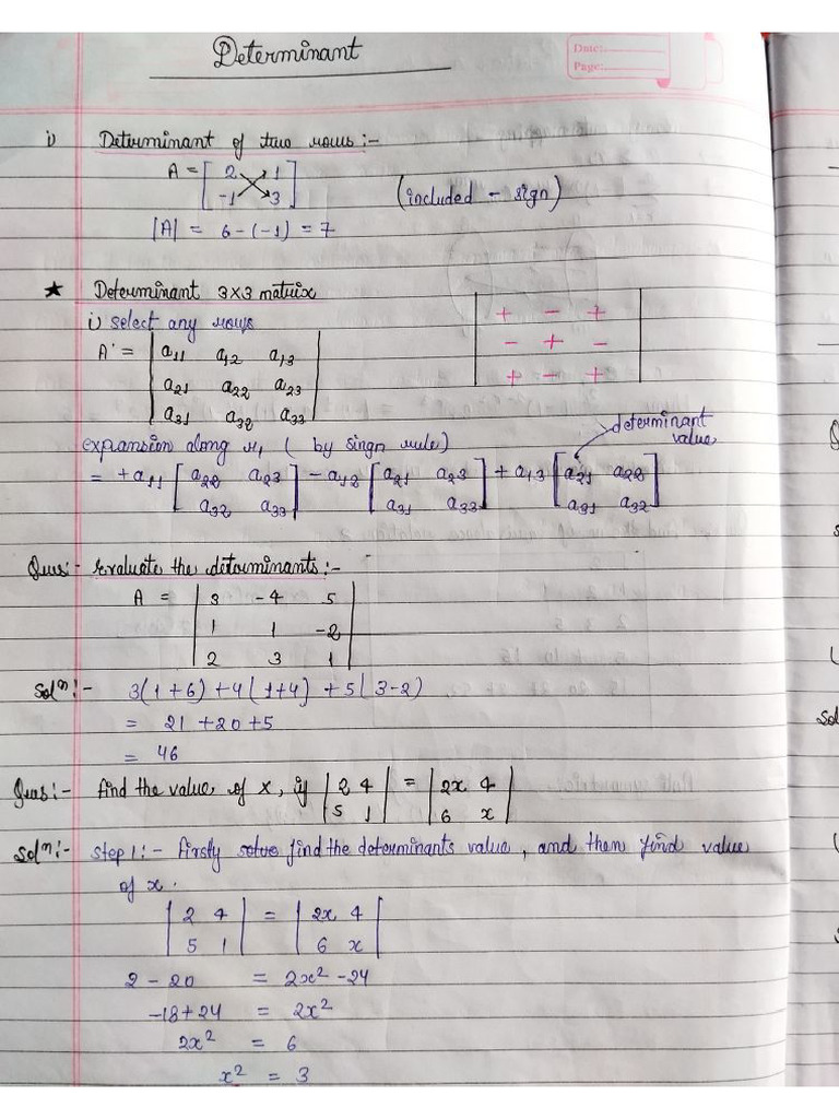Determinants Class 12 | PDF