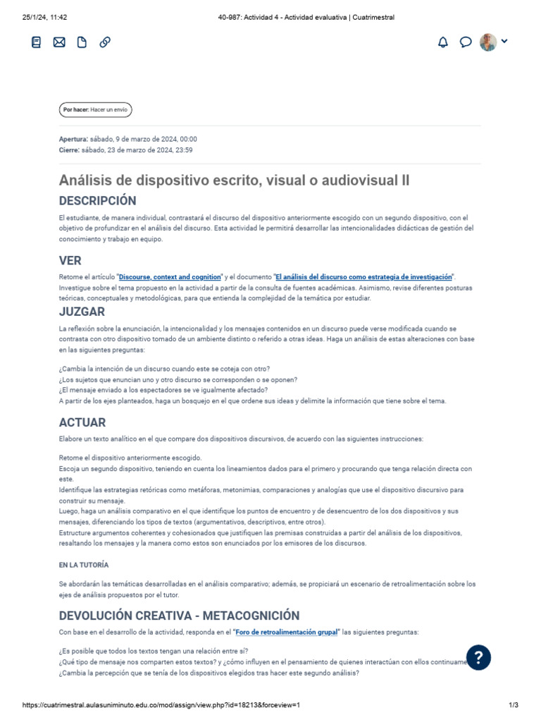 40-987 - Actividad 4 - Actividad Evaluativa - Cuatrimestral | PDF ...