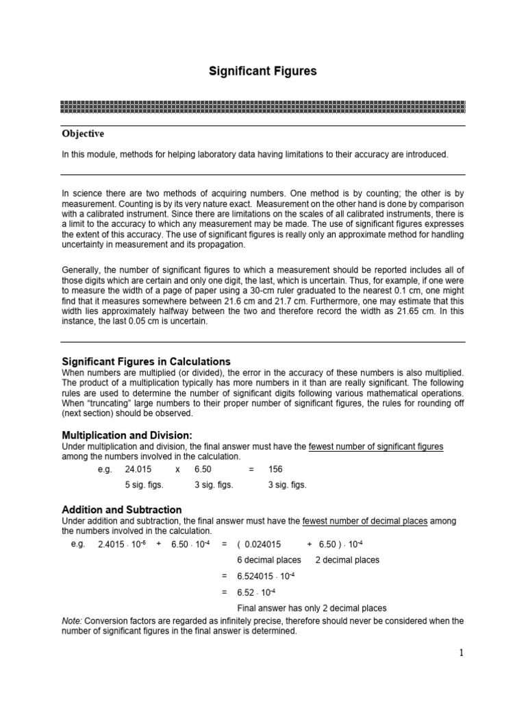 NYA Exp01 Significant Figures v2 | PDF | Significant Figures | Numbers