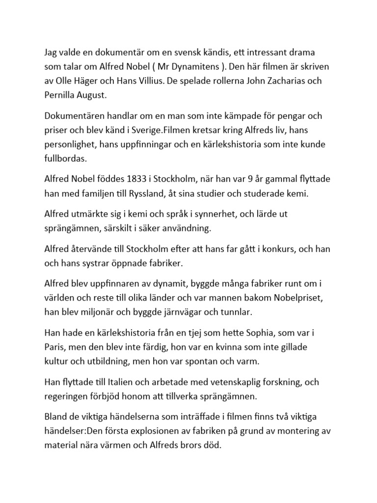 Dokumentär Om en Svensk Kändis | PDF