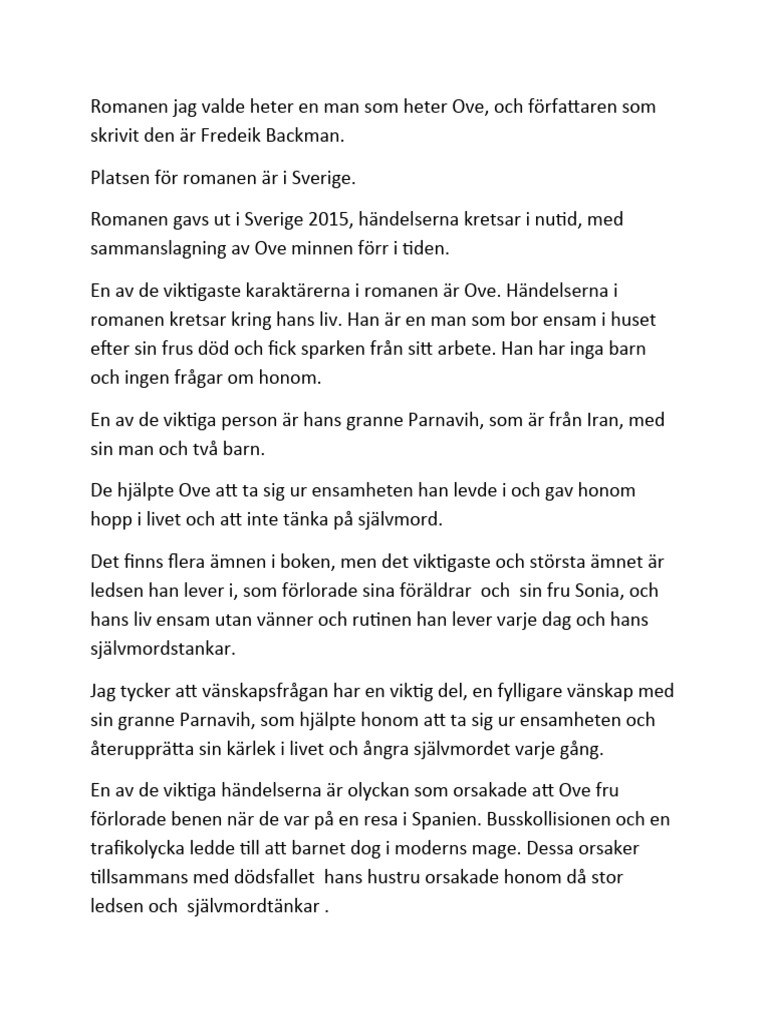 Romanen Jag Valde Heter en Man Som Heter Ove | PDF