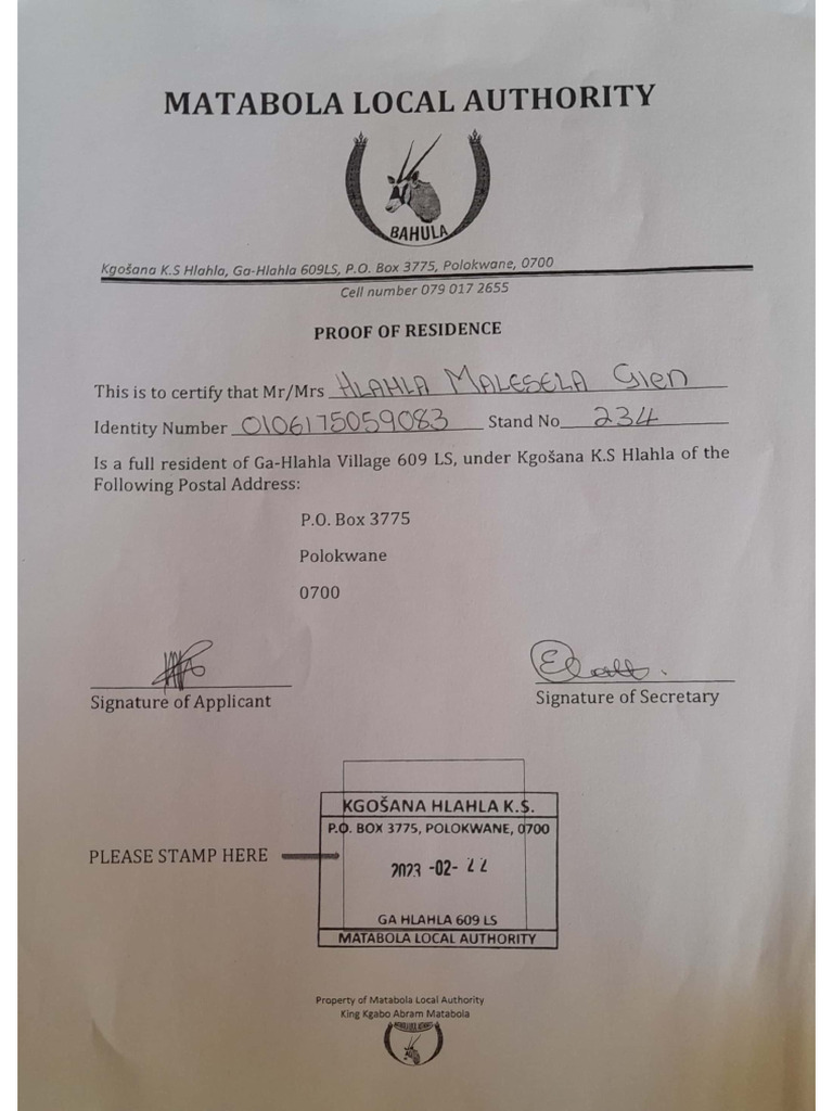 Proof of Residence | PDF