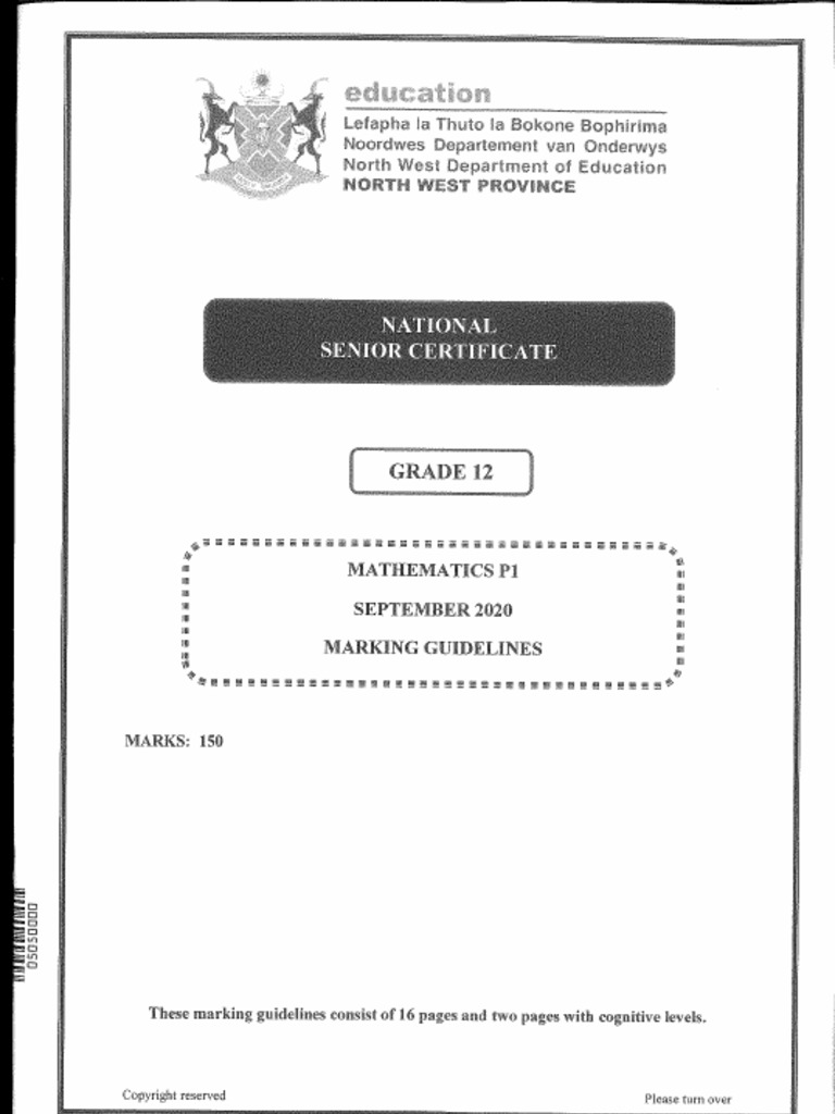 GR 12 NW Trail Exam Sep 2020 P1 Memo | PDF