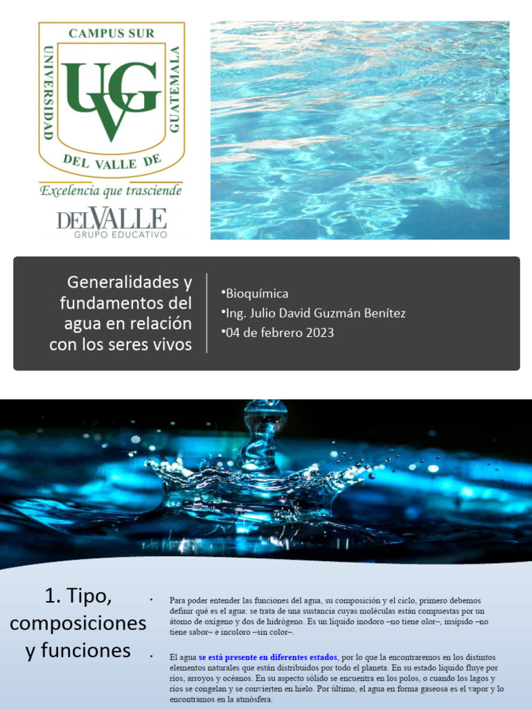 Generalidades y Fundamentos Del Agua | PDF | Agua | Solución tampón