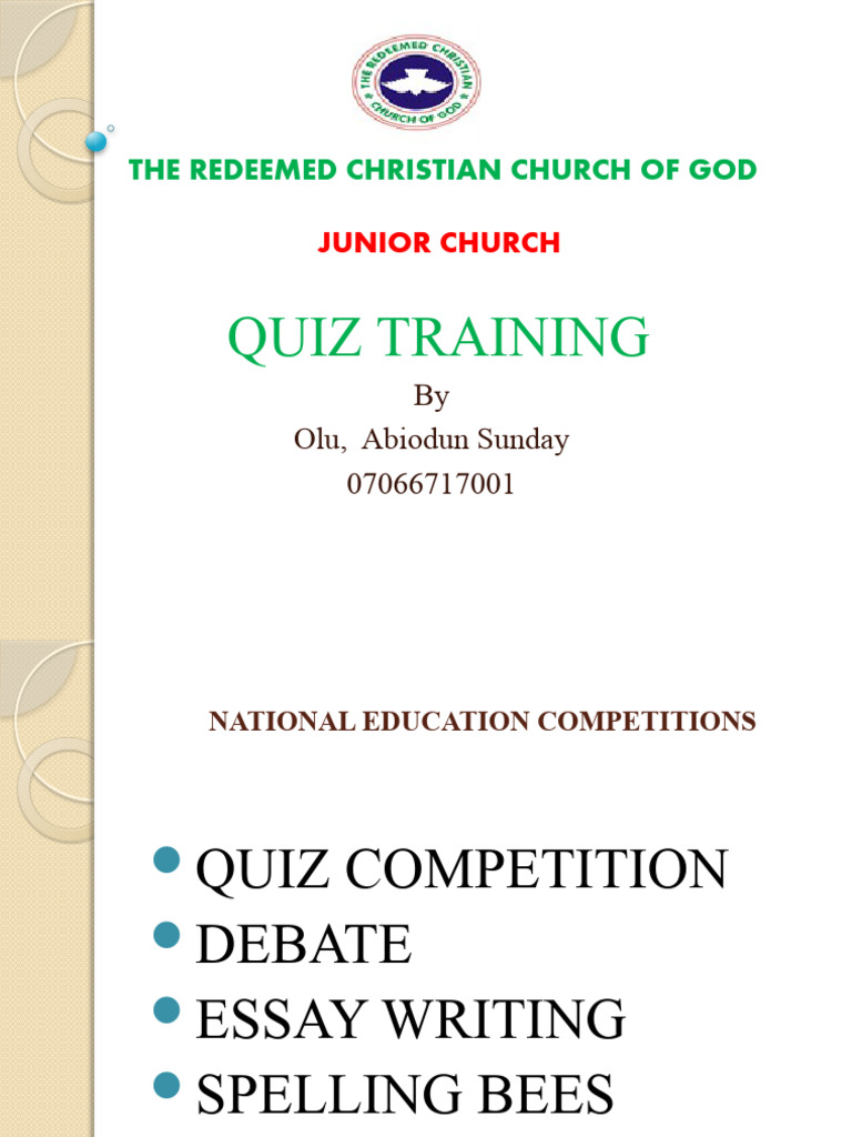 RCCG Junior Church Quiz Training Guide | PDF | Chapters And Verses Of ...