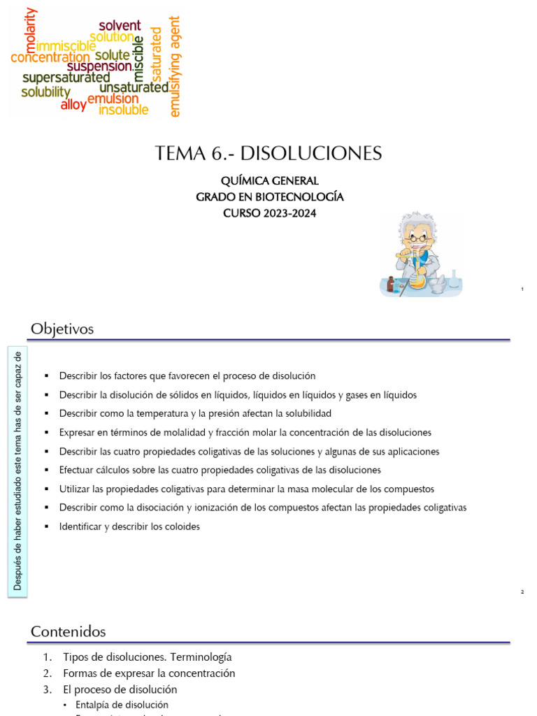 Tema 06 - Disoluciones - 231116 - 141001 | PDF | Concentración | Química Física