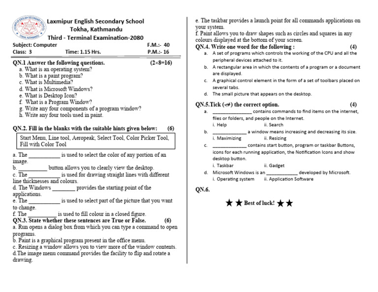 Computer Class 3 Third | PDF | Window (Computing) | Icon (Computing)