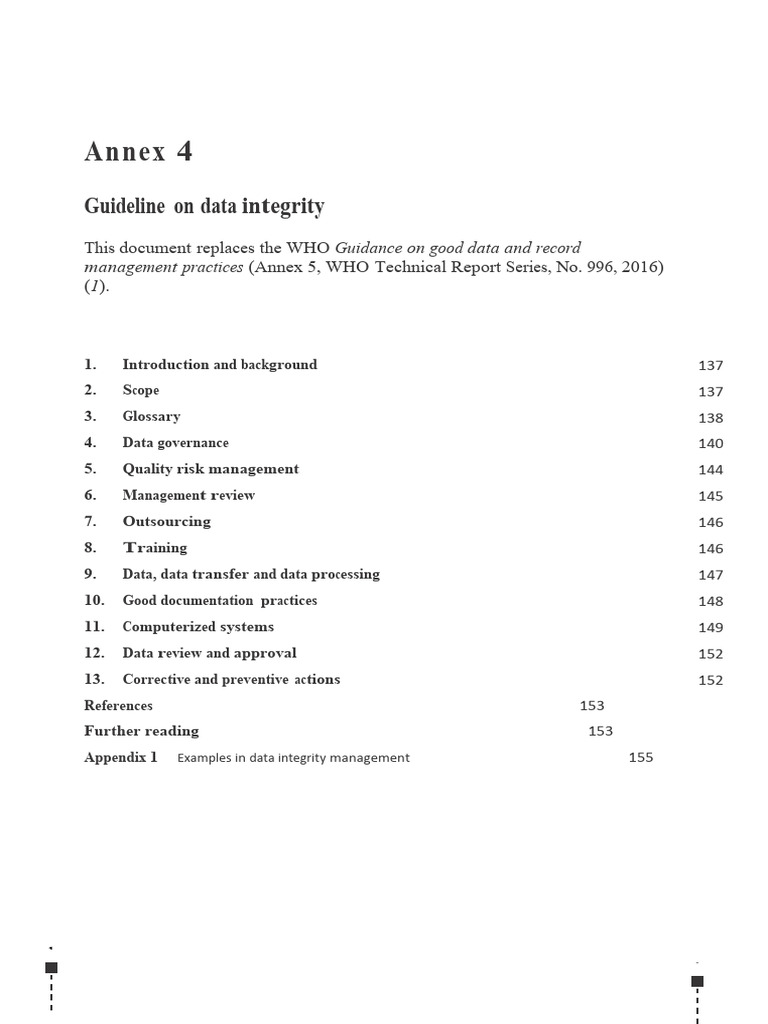 trs1033 Annex4 Guideline On Data Integrity | PDF | Life Cycle Assessment | Information Security