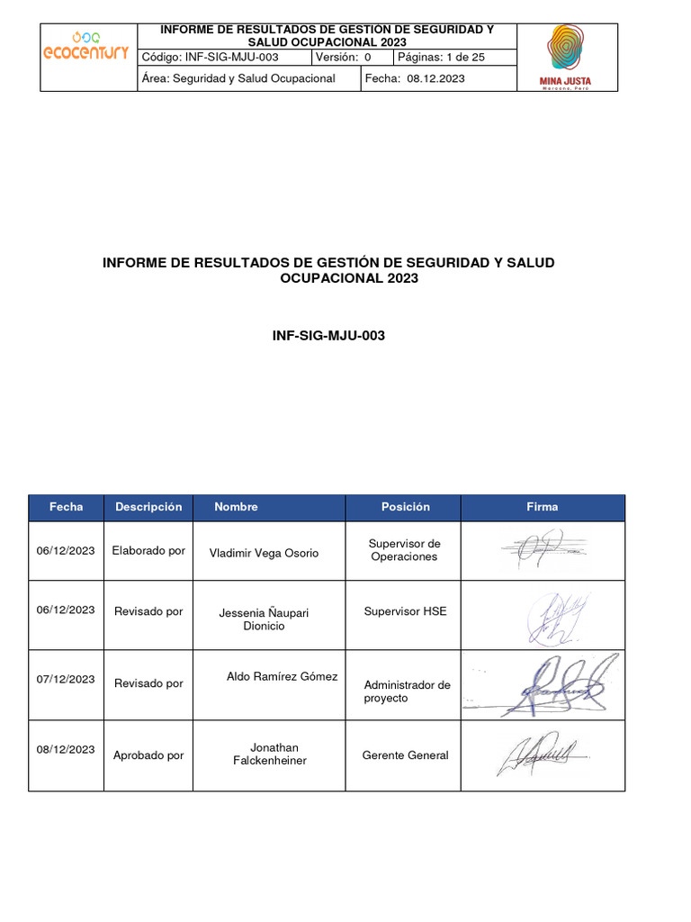 JU-SSO-STG-010.F01 - Informe de Resultados 2023 | PDF | Seguridad y ...