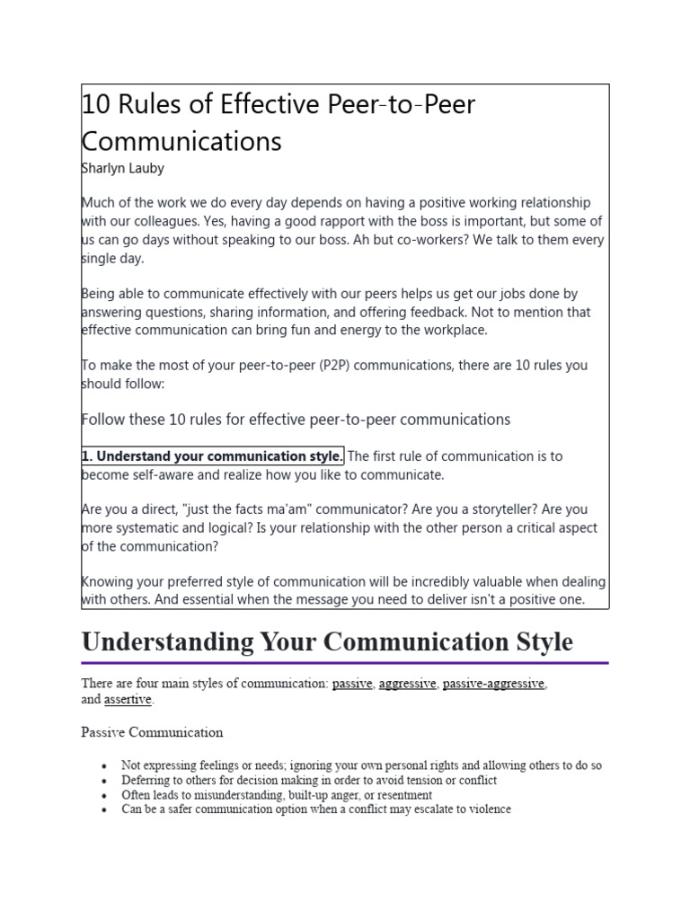 10 Rules of Effective Peer Comm | PDF | Communication | Body Language