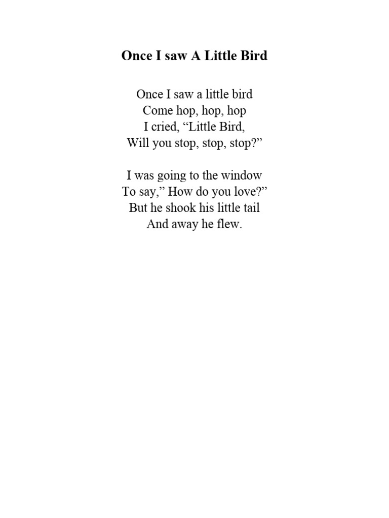 Once I Saw A Little Bird Poem | PDF