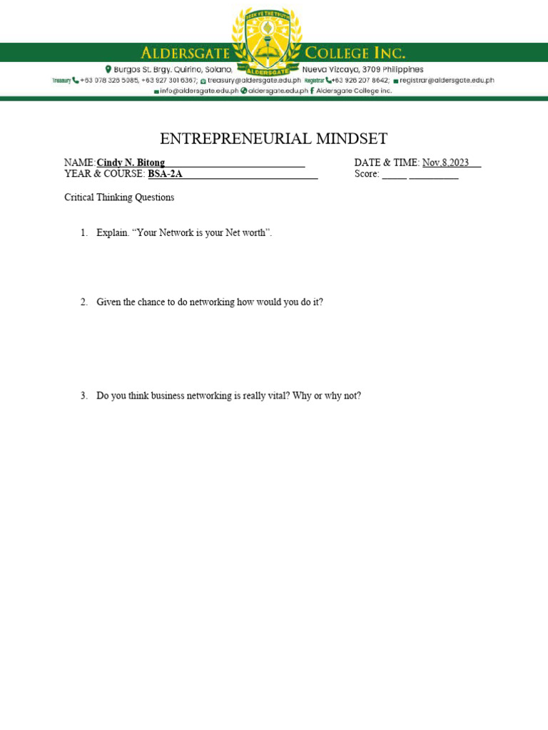 Activity - Network and Founding Teams | PDF