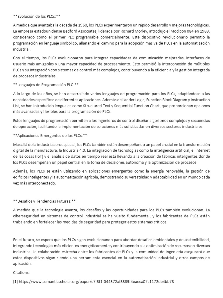 Evolución de Los PLCs | PDF | Controlador lógico programable | Informática