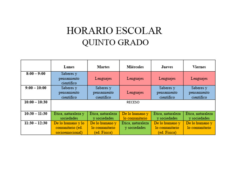 Horario Escolar | PDF