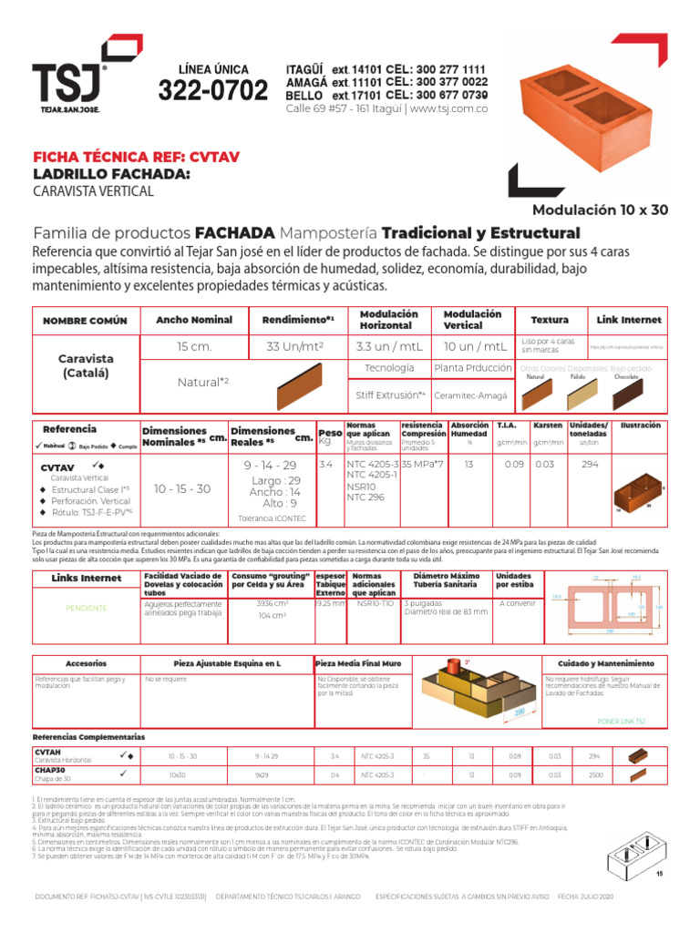 Ficha Técnica Catalán Vertical Nat Actualizada | PDF | Albañilería | Ladrillo