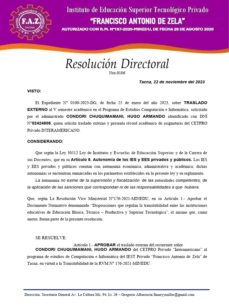 Aprobación de Traslado Académico | PDF | Software | Informática