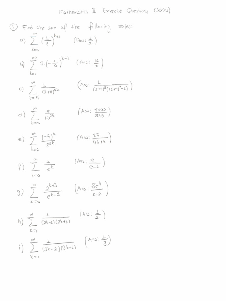 Exercise Questions Series | PDF