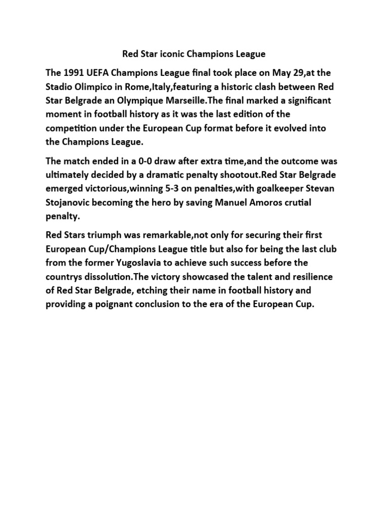 Red Star Iconic Champions League | PDF