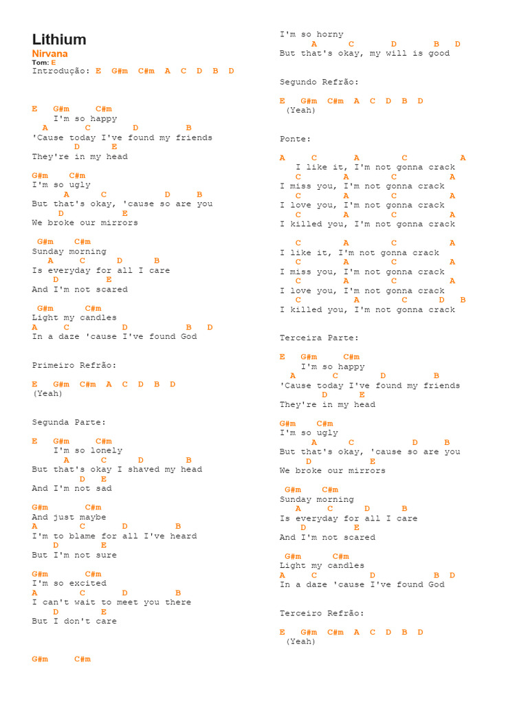 Lithium | PDF | Nirvana (Band) | Songs Written