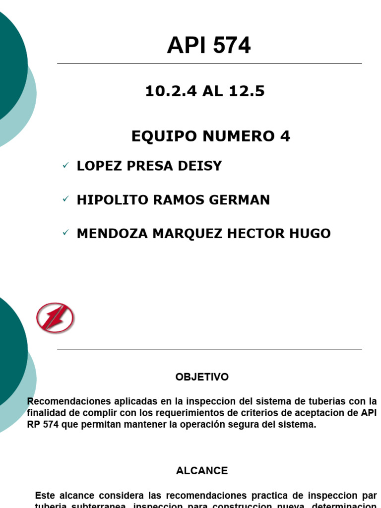 Inspección y Recomendaciones API 574 | PDF | Tubería (transporte de ...
