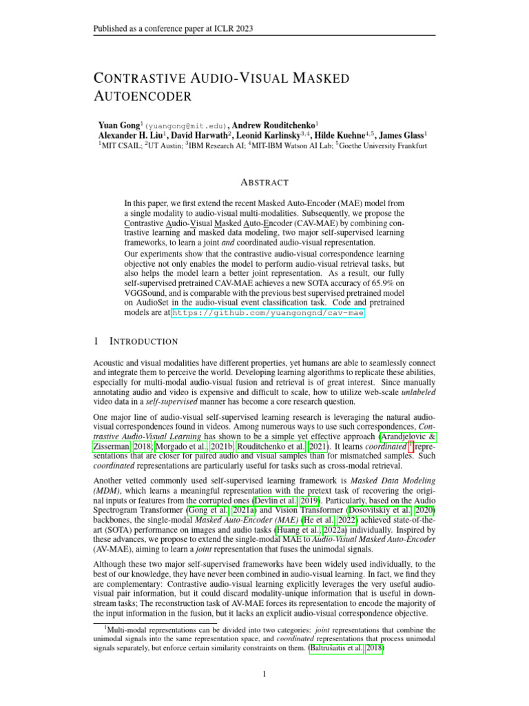 5172 Contrastive Audio Visual Maske | PDF