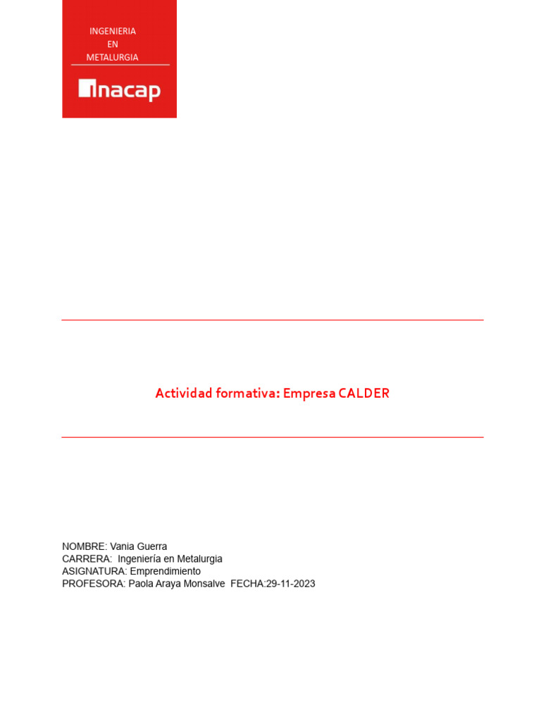 Actvidad Formativa. CALDER | PDF | Energía renovable | Iniciativa empresarial